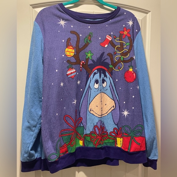 Disney | Pajamas | Disney Eeyore Christmas Sleep Top Youth Xl 618 Long Sleeve Warm Shirt | Poshmark